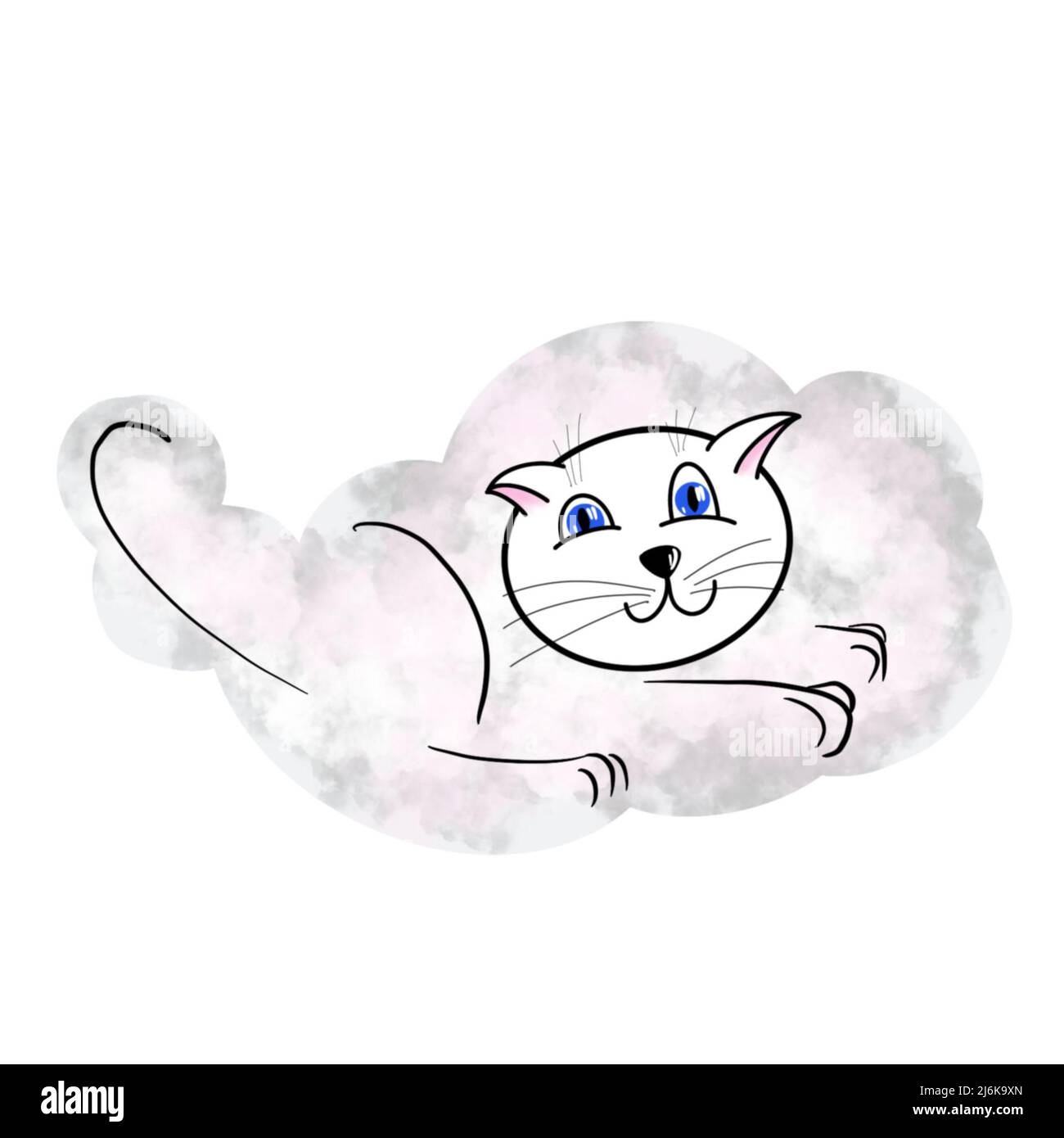 Set of eigh Cloud cats on white background, clip-art, for your project ...