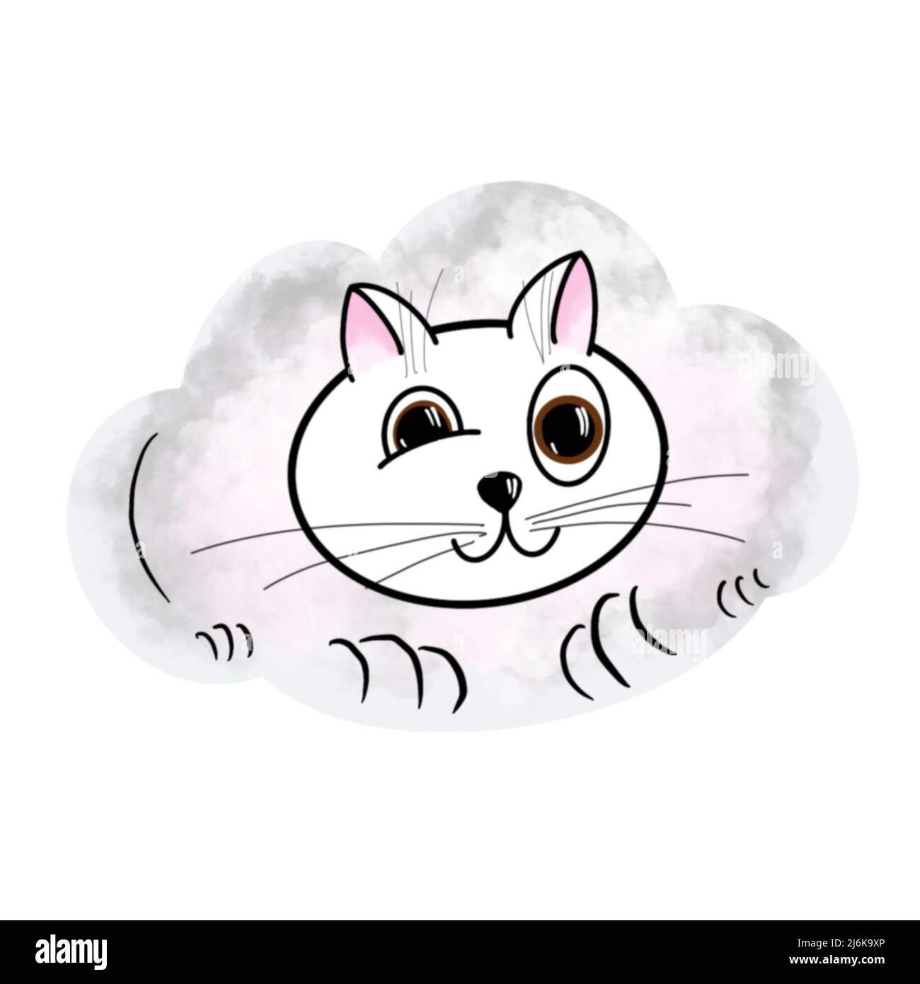 Set of eigh Cloud cats on white background, clip-art, for your project ...