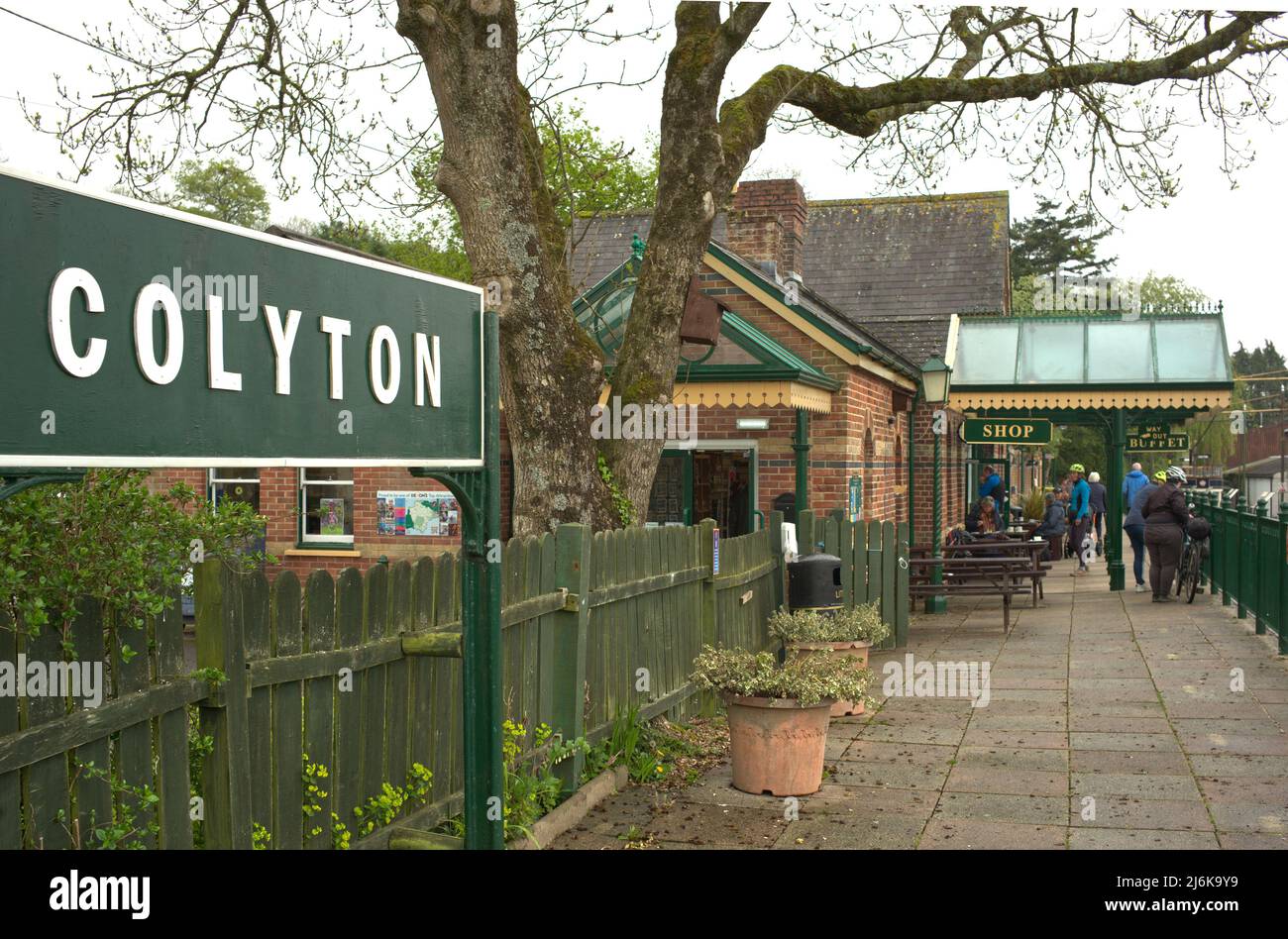 Colyton and Seaton electric tramway in Devon UK along the Axe estuary ...