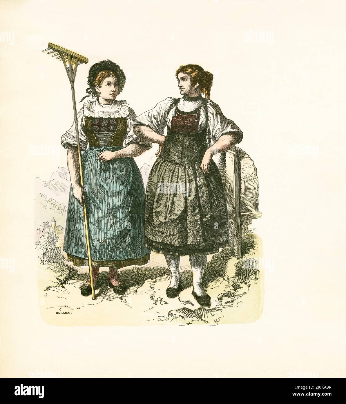 Swiss Folk Dress, Zug, Guggisberg, late 19th Century, Illustration, The ...