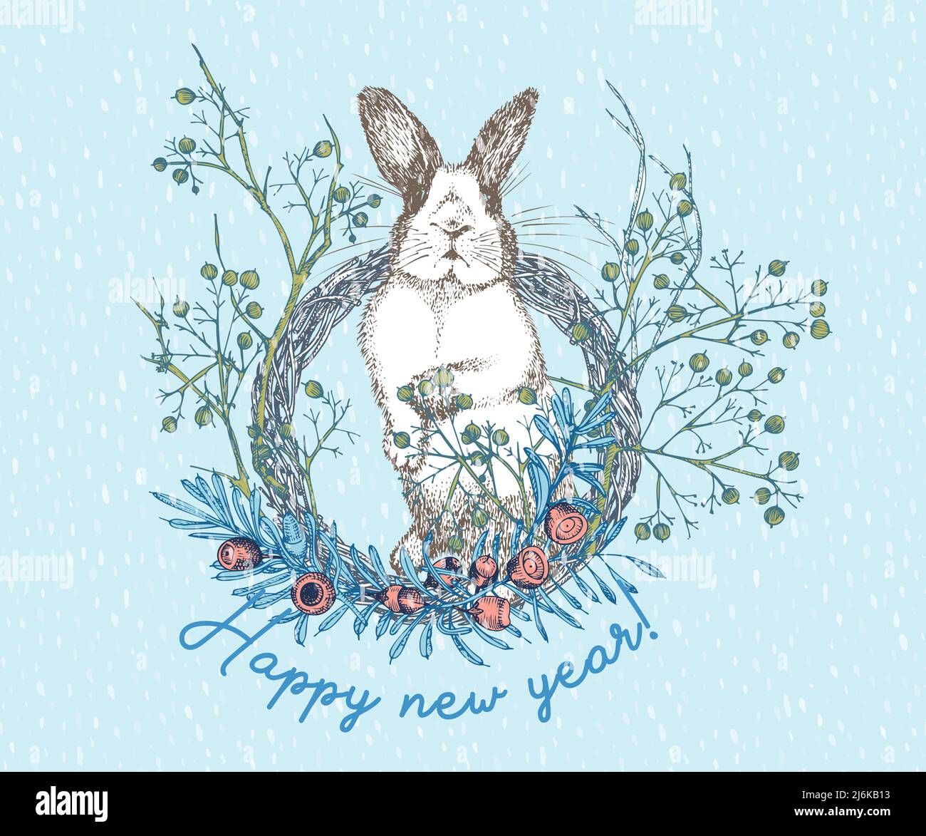 White rabbit with black spots around the eyes. Chinese New Year Symbol ...