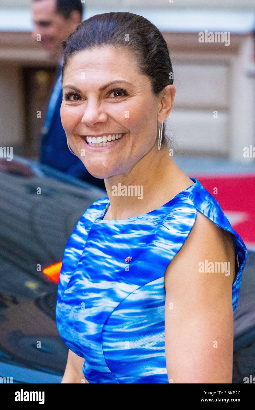 Crown Princess Victoria of Sweden during a visit to Karolinska ...