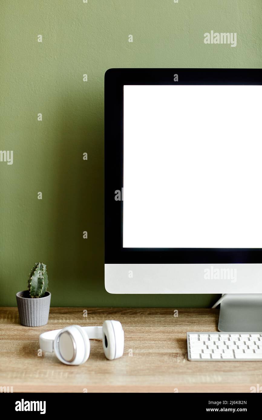 Graphic background image of half computer screen at home workplace ...