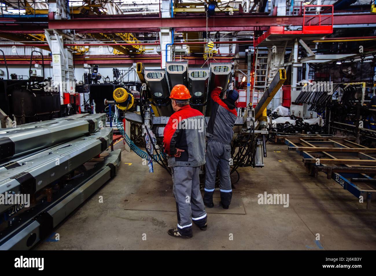 The process of assembling agricultural tractors and harvesters Stock ...