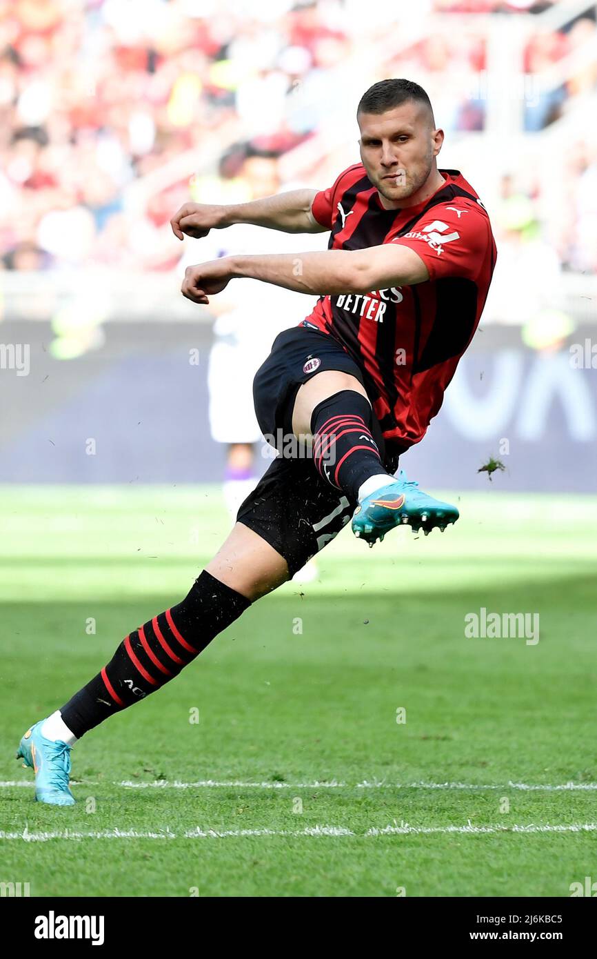 Ante Rebic of AC Milan in action during the Serie A 2021/2022 football ...