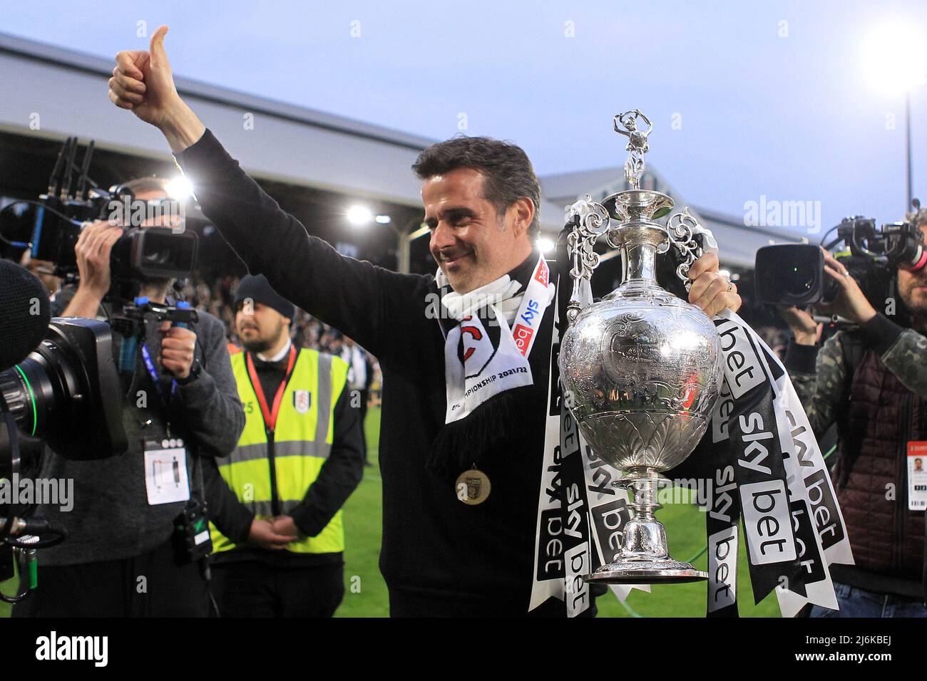 London, UK. 2nd May, 2022. Marco Silva , the Fulham Head Coach with the ...