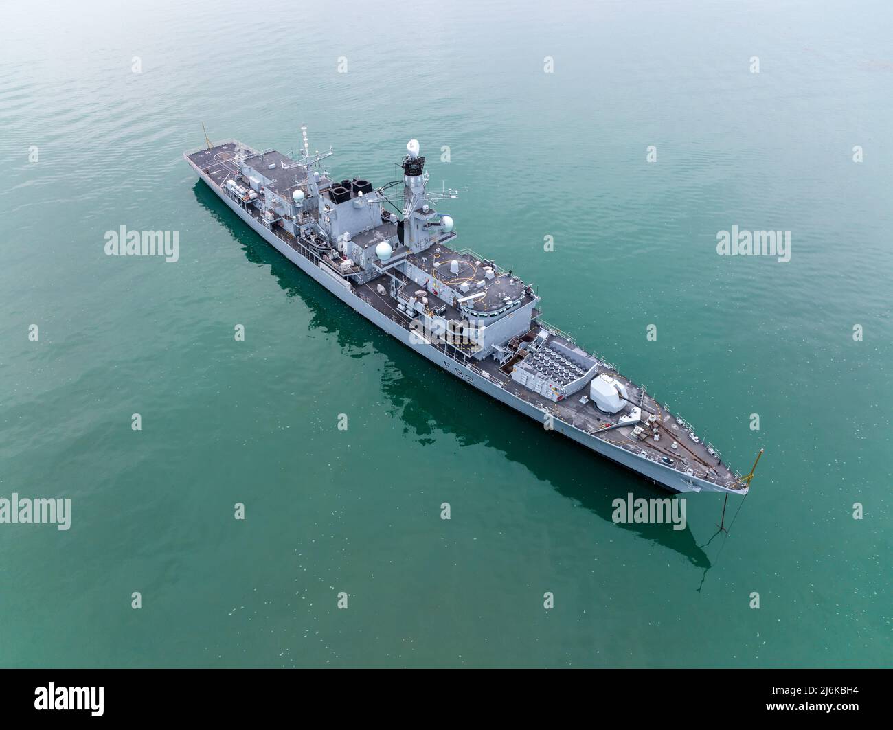 HMS Somerset (Type 23 frigate) anchored in the solent Portsmouth Stock ...