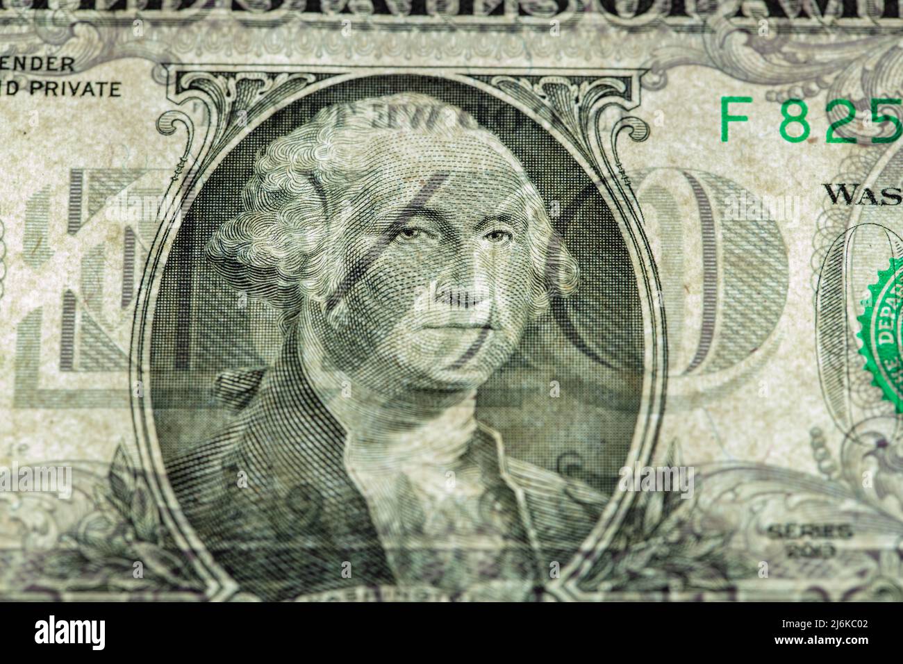 fragment of 1dollar banknote with visible details of banknote reverse ...