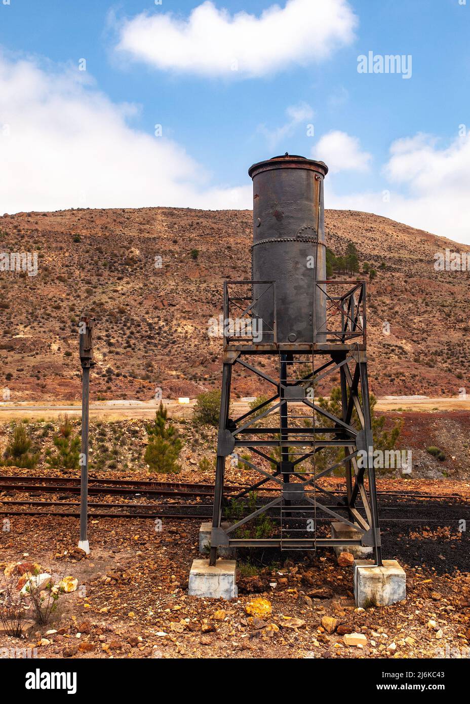 Detail of water tanks for the railway in Riotinto Stock Photo - Alamy