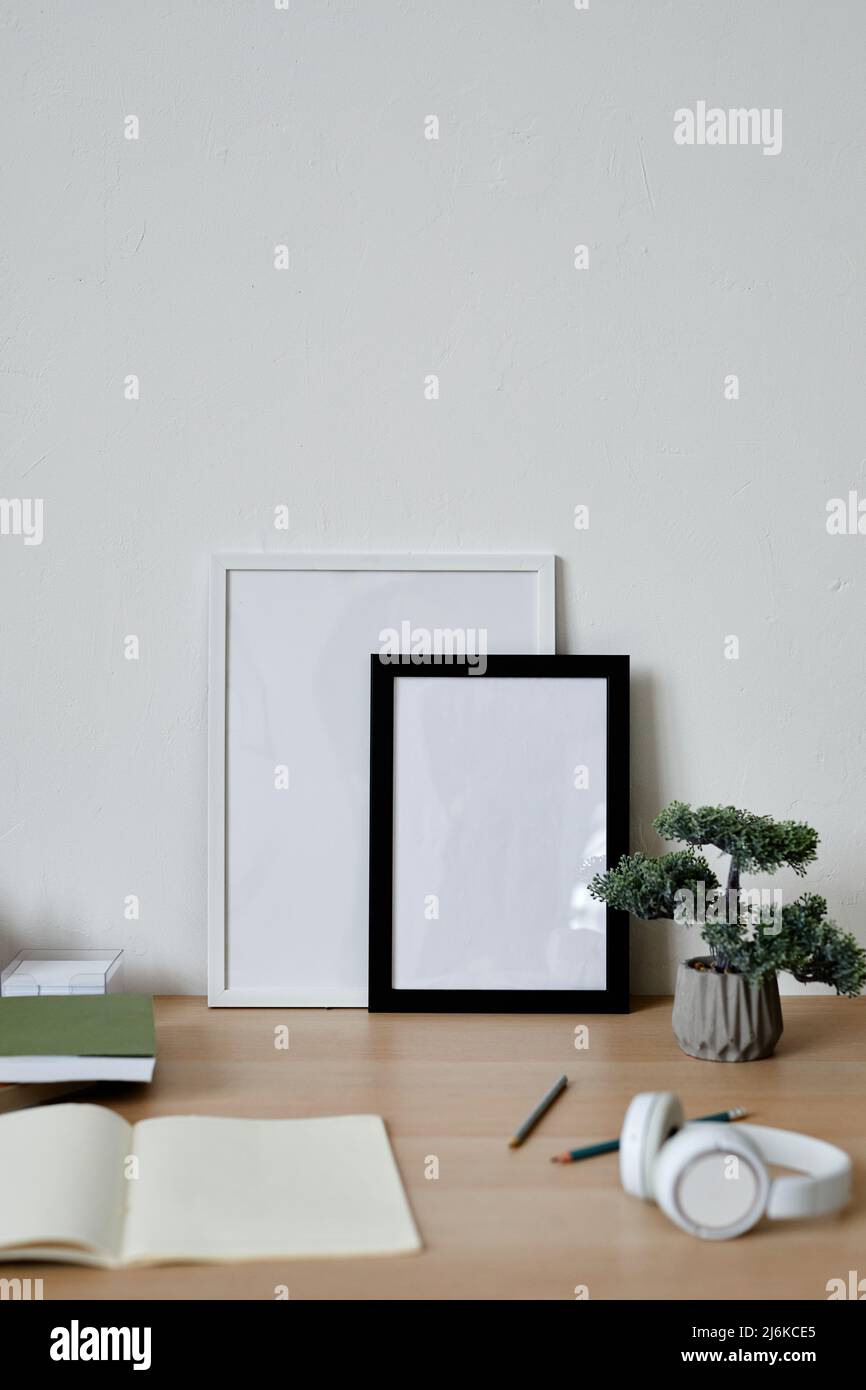 Vertical background image of simple students workplace with blank ...