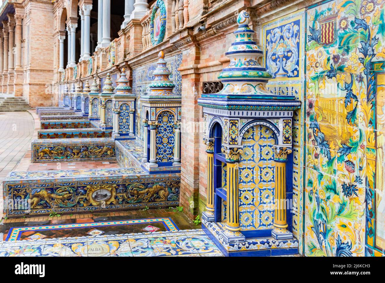 perspective view of rows of ceramic tiled plinths at the historic ...