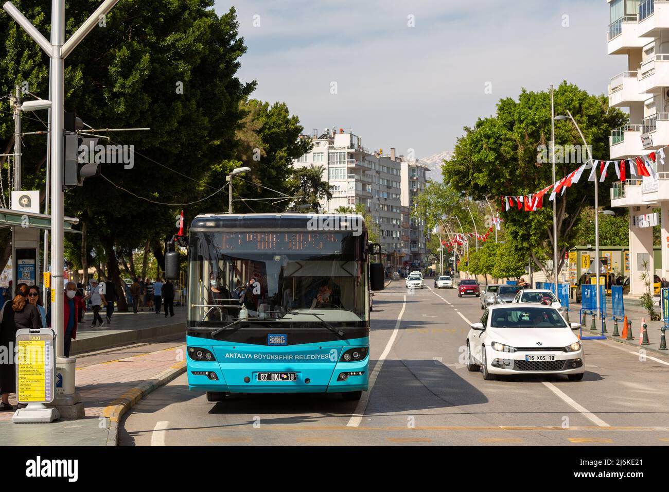 The bus used as a city public transportation vehicle in Antalya. Public ...