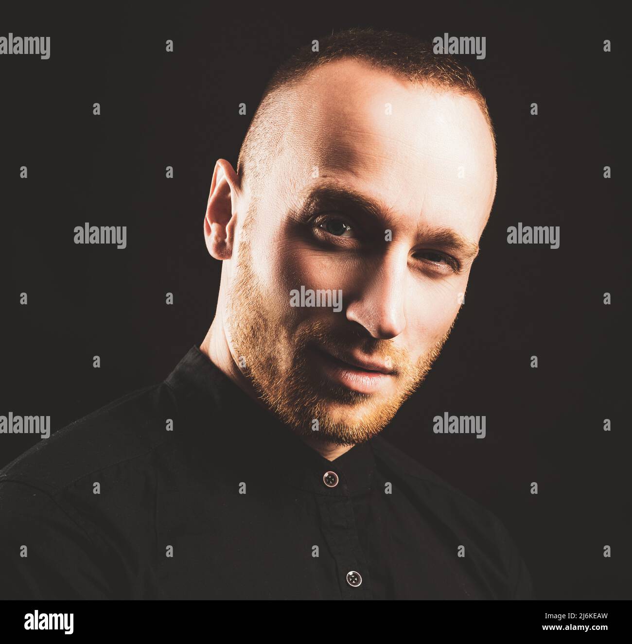 Fashion Portrait of attractive 30-year-old man. Close up portrait of a ...