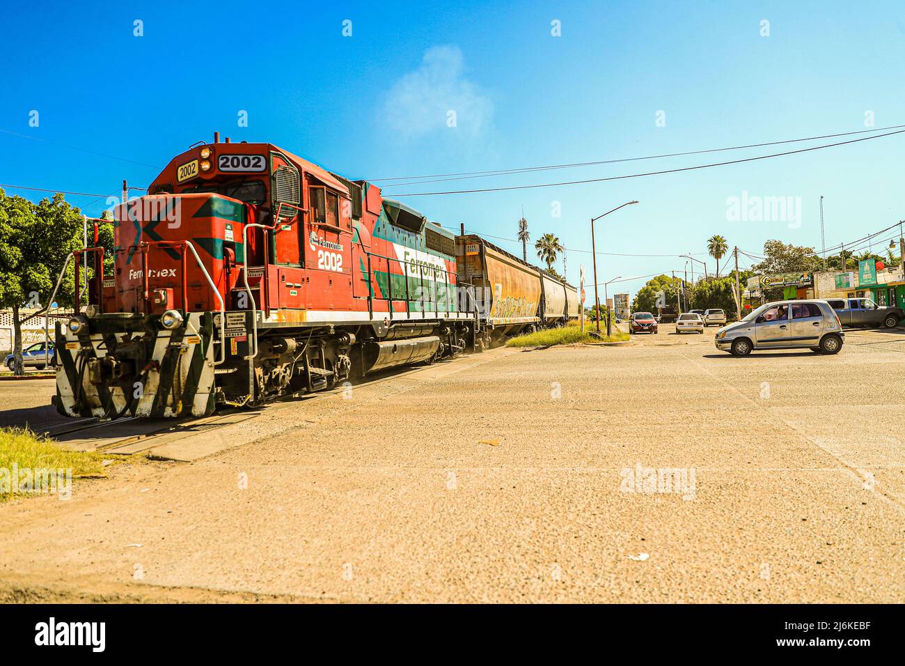 Feromex company train passing through Navojoa, Sonora Mexico. Mexican ...