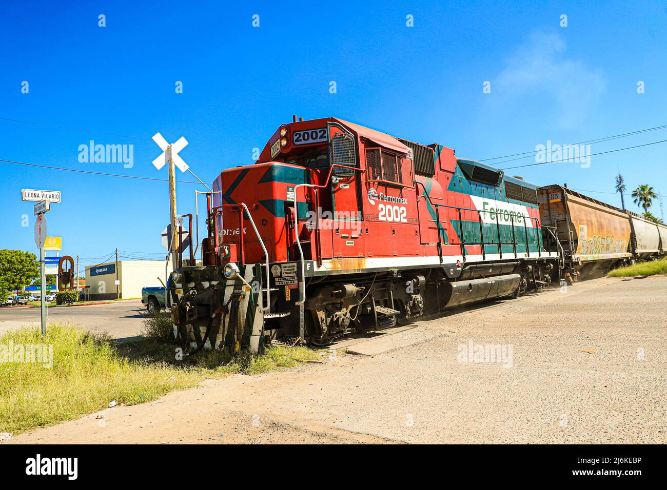 Feromex company train passing through Navojoa, Sonora Mexico. Mexican ...