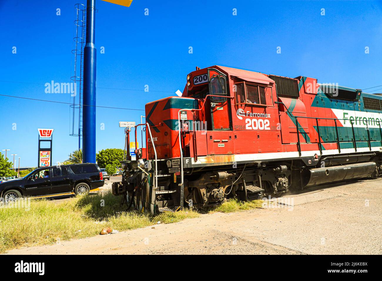 Feromex company train passing through Navojoa, Sonora Mexico. Mexican ...