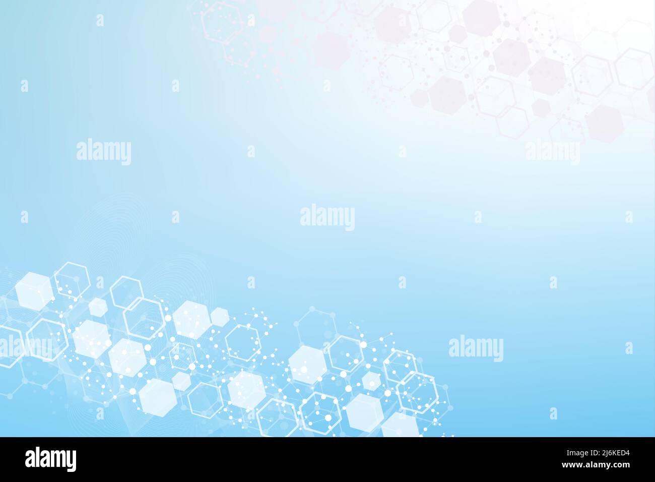 Science network pattern, connecting lines and dots. Technology hexagons ...