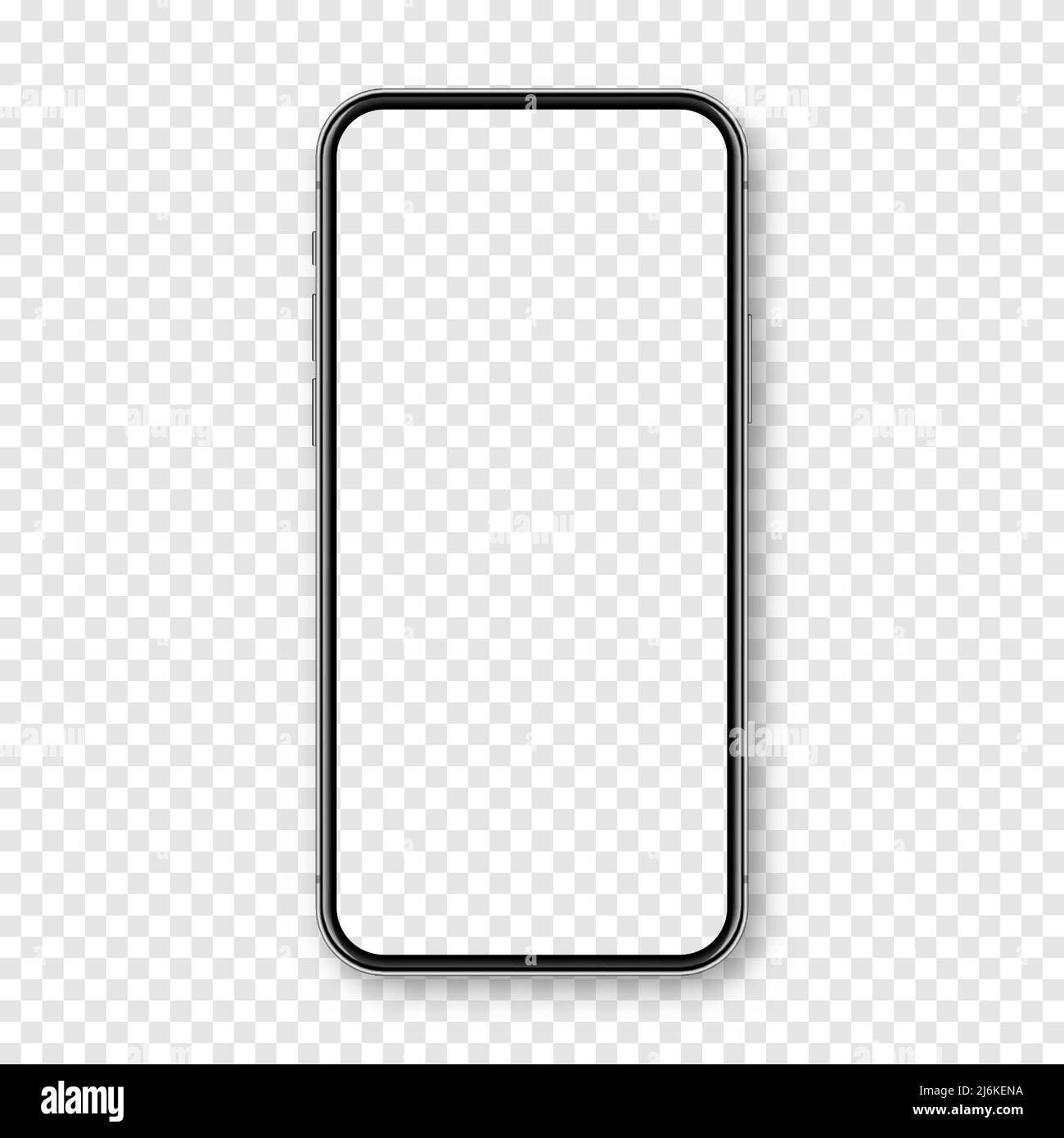 Realistic smartphone with blank touch screen on checkered background ...