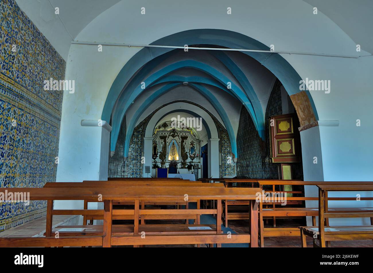Church interior of the Castle of Aljustrel. Alentejo, Portugal Stock ...