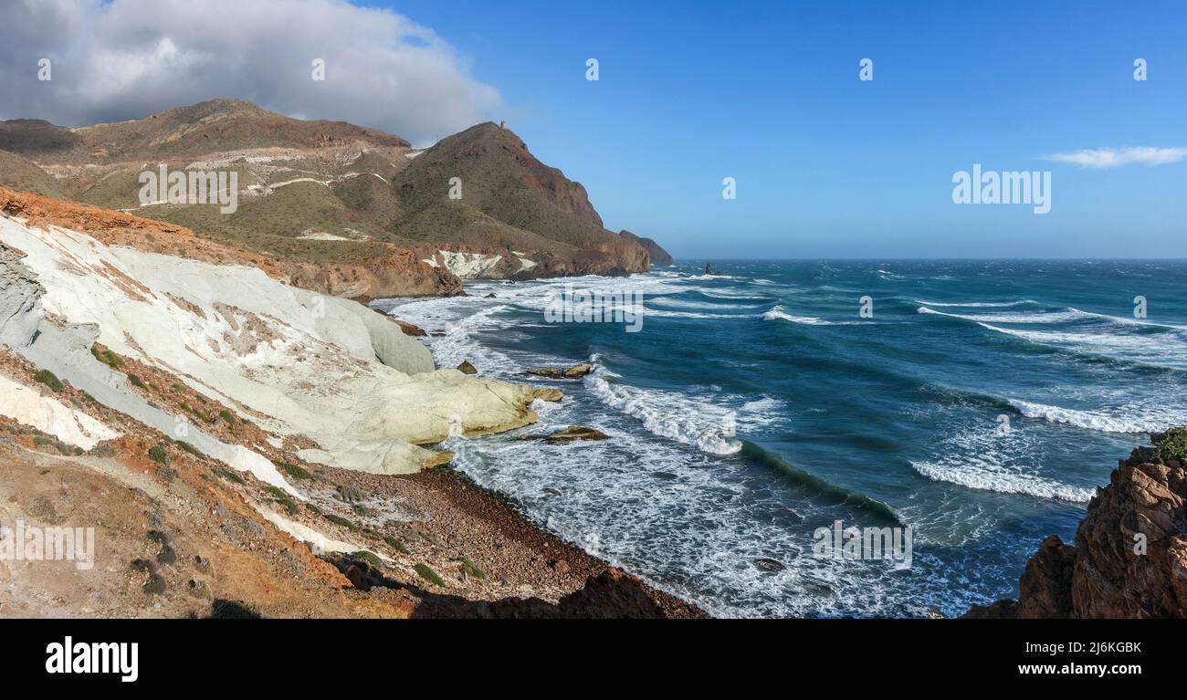 Don Victor beach, Cabo de Gata natural park, Andalusia, Spain Stock ...