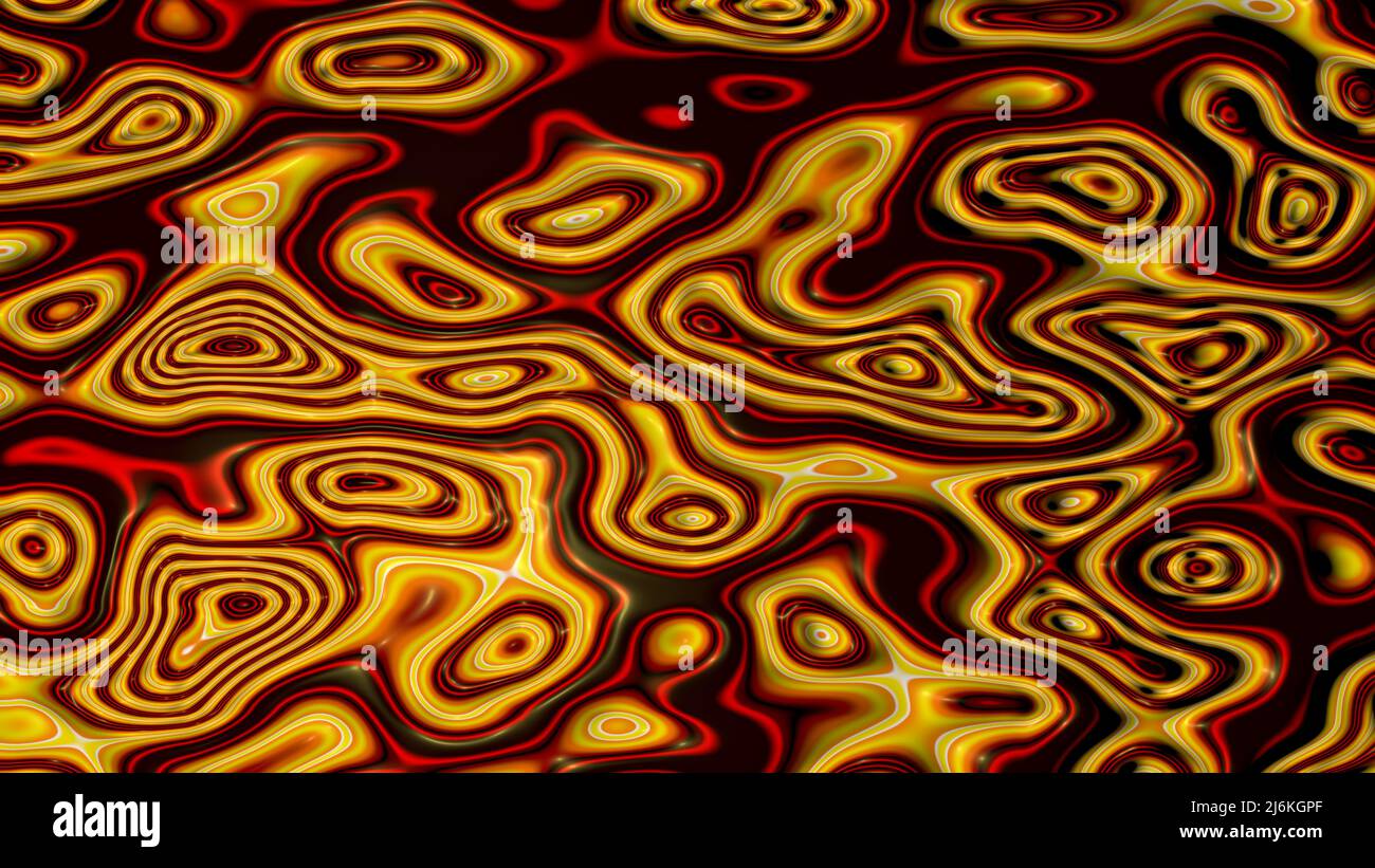 Abstract background of volcanic lava moving in red, yellow and black ...