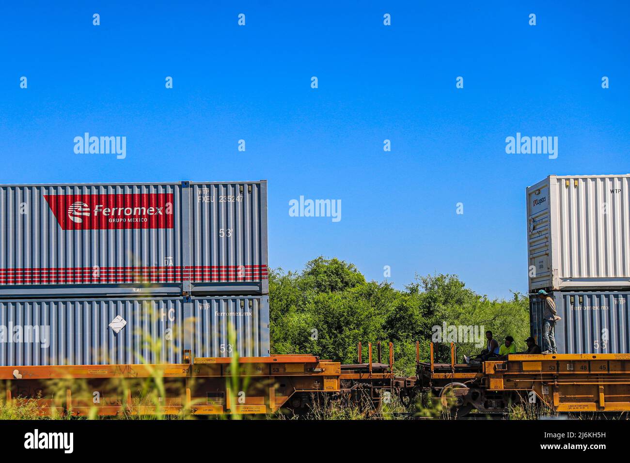 Feromex company train passing through Navojoa, Sonora Mexico. Mexican ...
