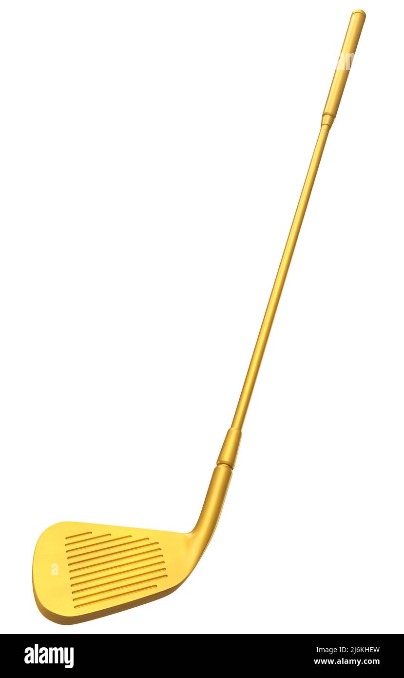 Gold golf club isolated on white background. 3d rendering of sport ...