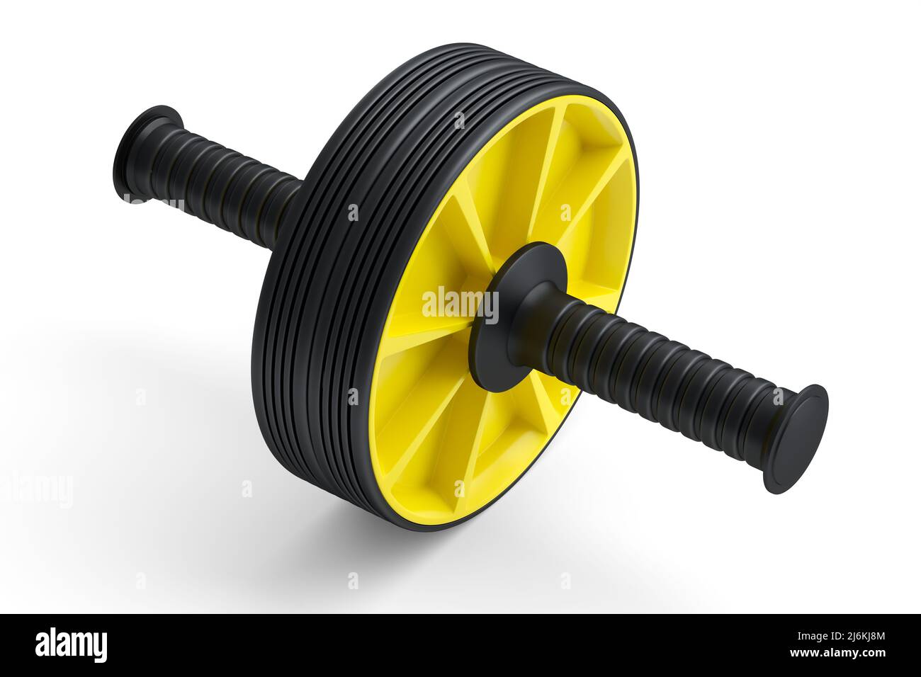 AB roller for abdominal muscles isolated on white background. 3d ...