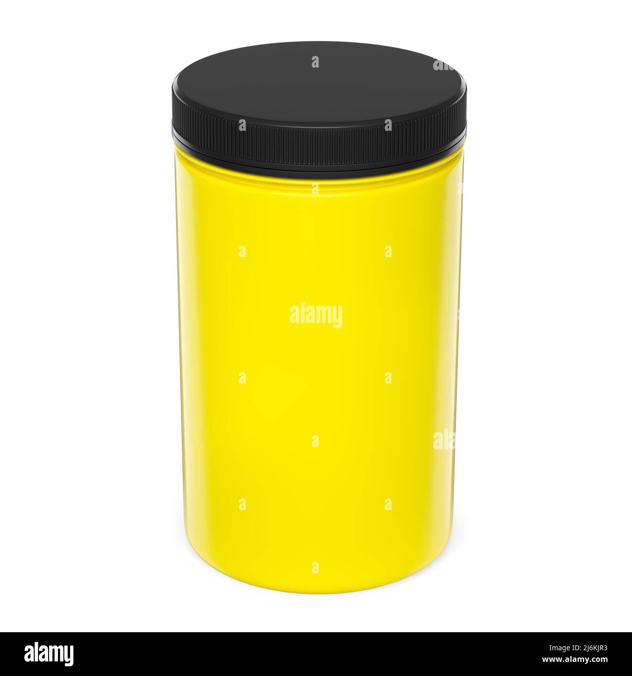 Yellow plastic jar for sport nutrition whey protein and gainer powder ...