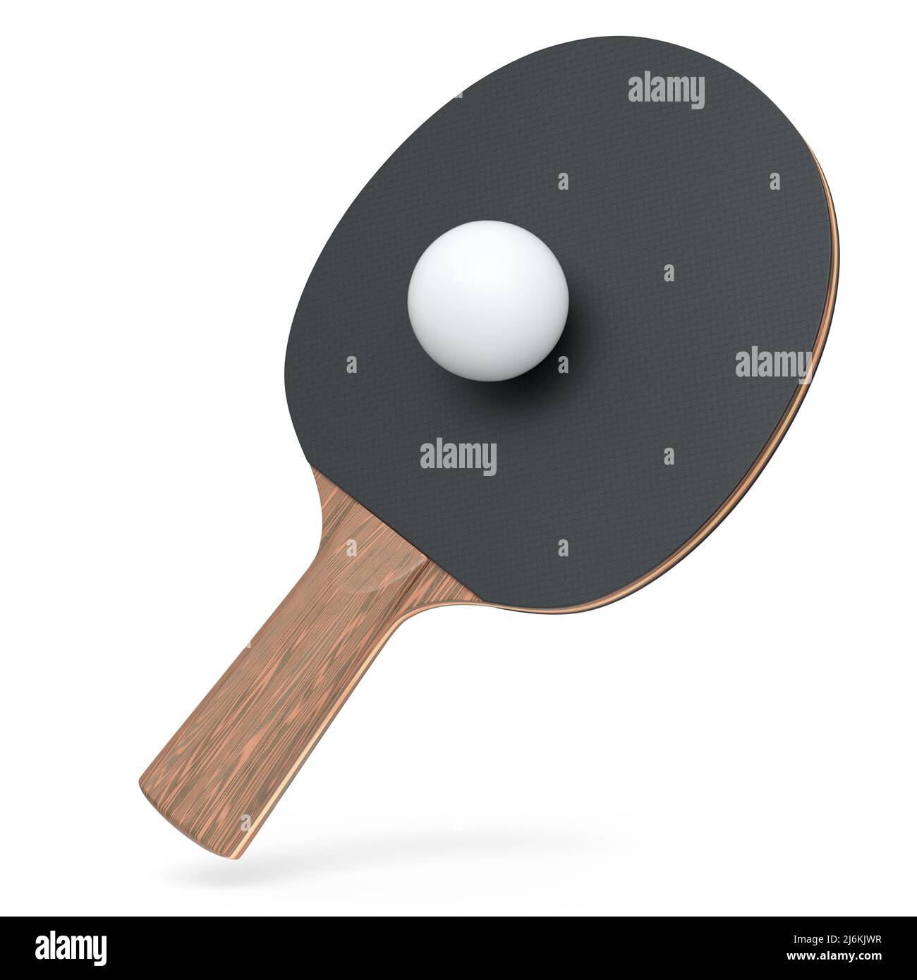 Black ping pong racket for table tennis with ball isolated on white ...