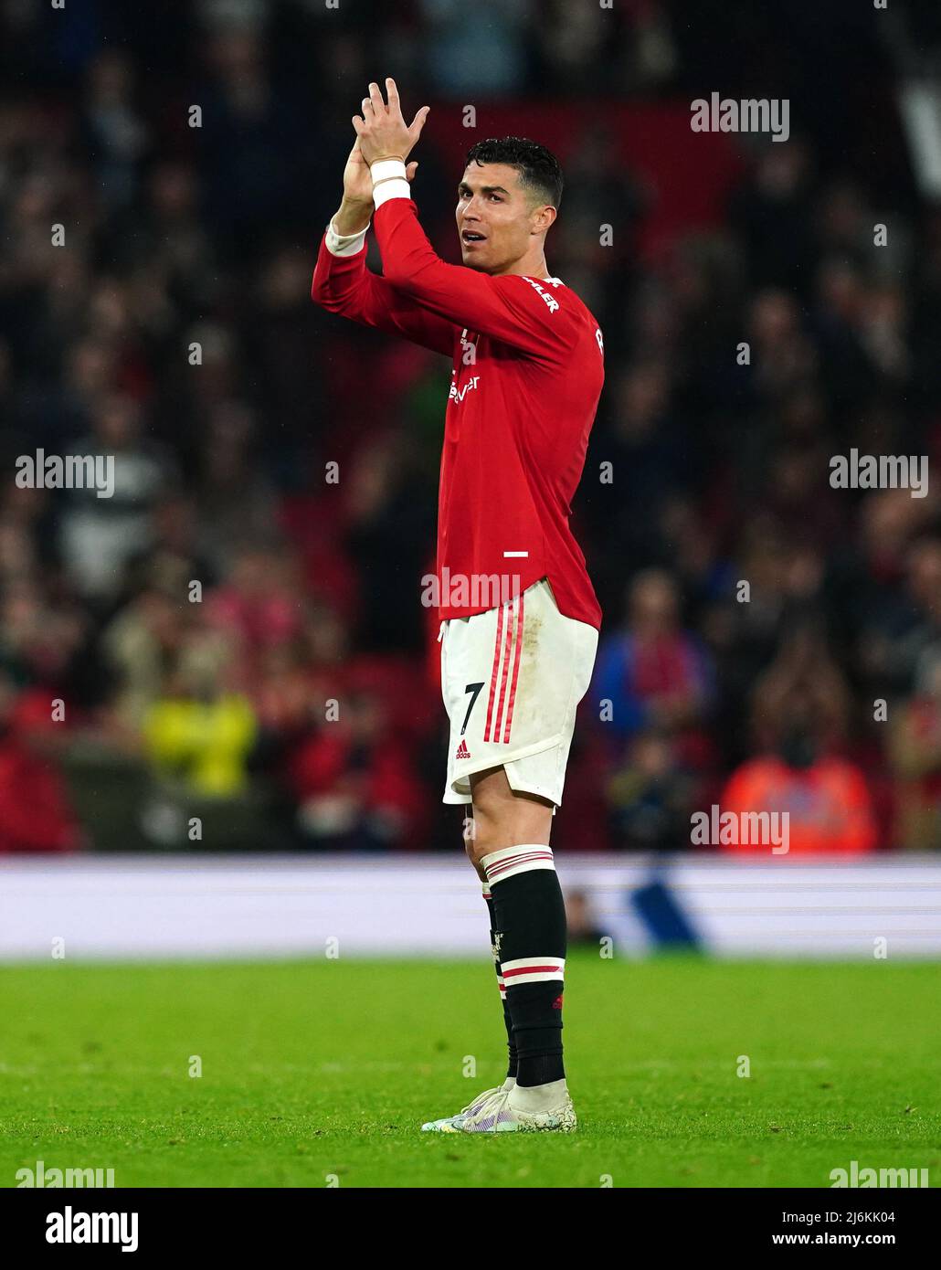 Manchester United's Cristiano Ronaldo applauds the fans following the ...