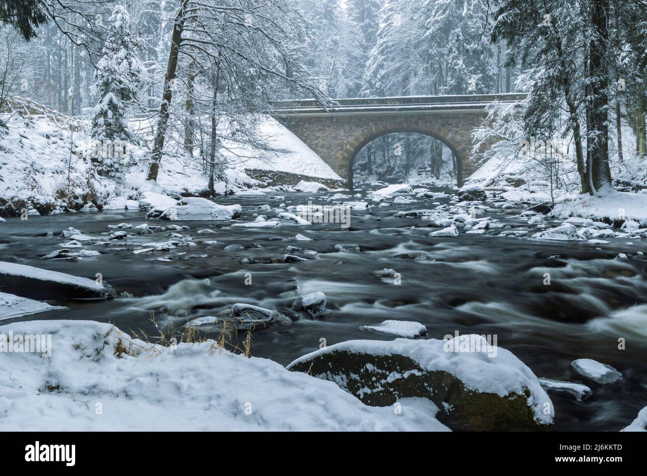 Divoka Orlice river in Zemska brana, Orlicke mountains, Eastern Bohemia ...