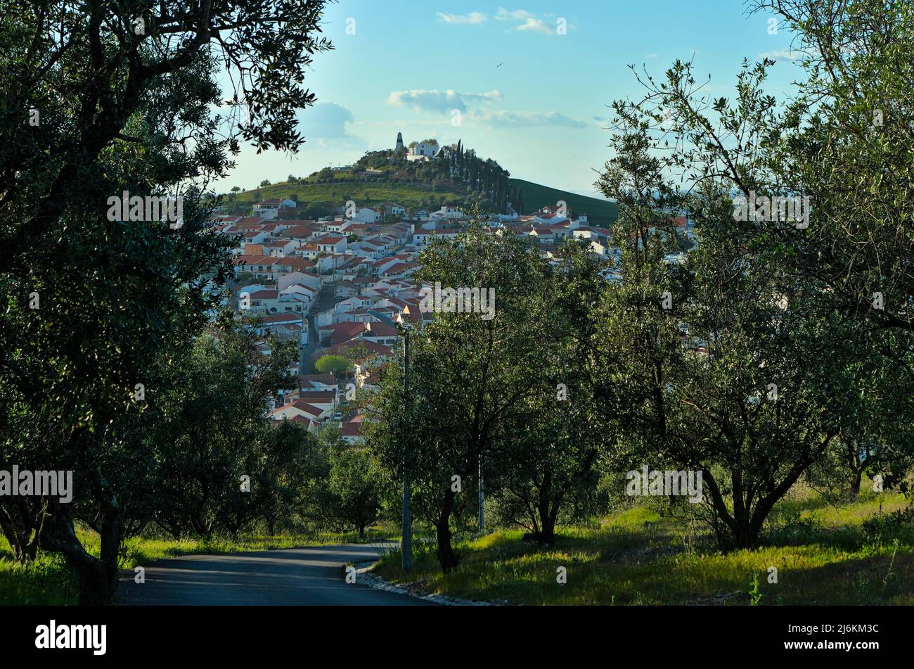 Aljustrel seen from Maralhas windmill on top of the hill. Aljustrel ...