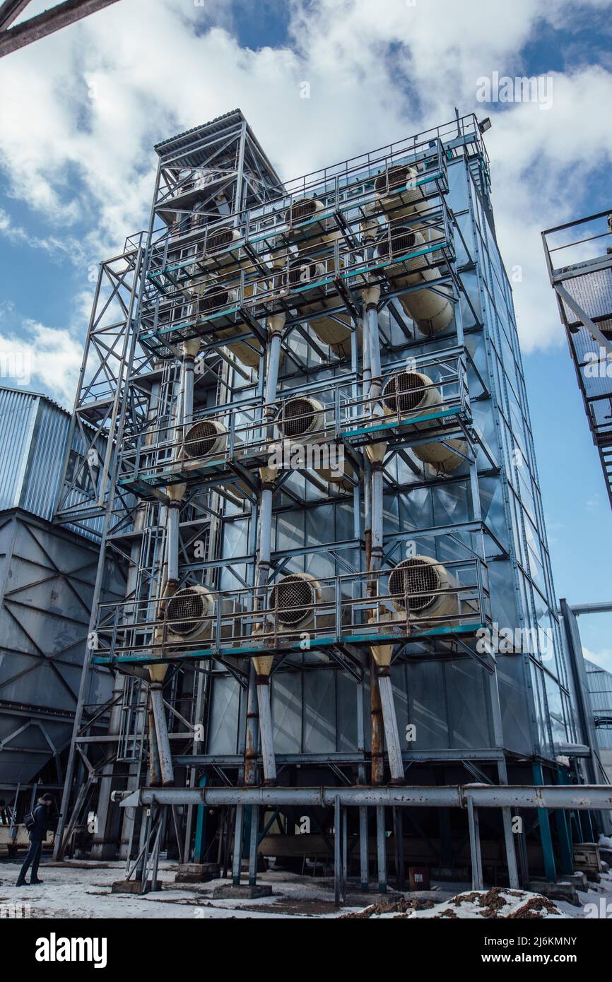Modern agricultural grain drying complex and silos Stock Photo - Alamy