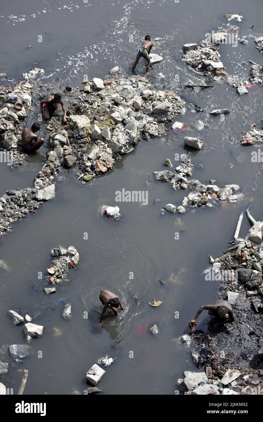 NEW DELHI, INDIA - MAY 2: A view of polluted Yamuna river that looks ...