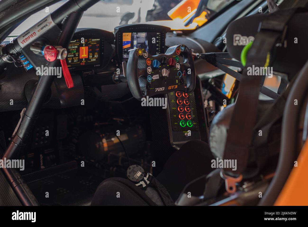 April 30, 2022. Estoril, Portugal. Steering wheel of the The #72 ...