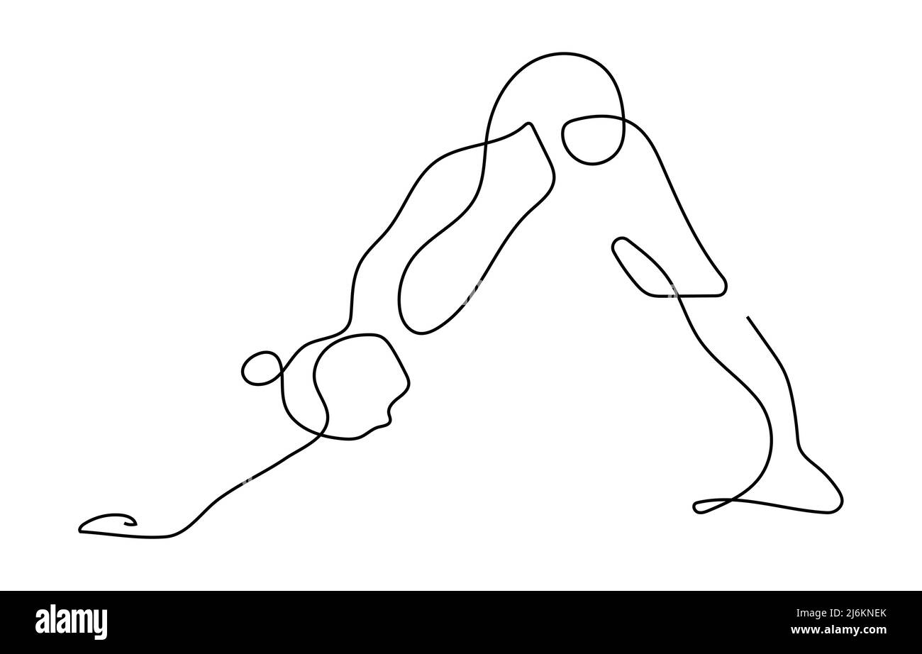 Yoga pose vector in continuous line art, hand drawing style on the ...