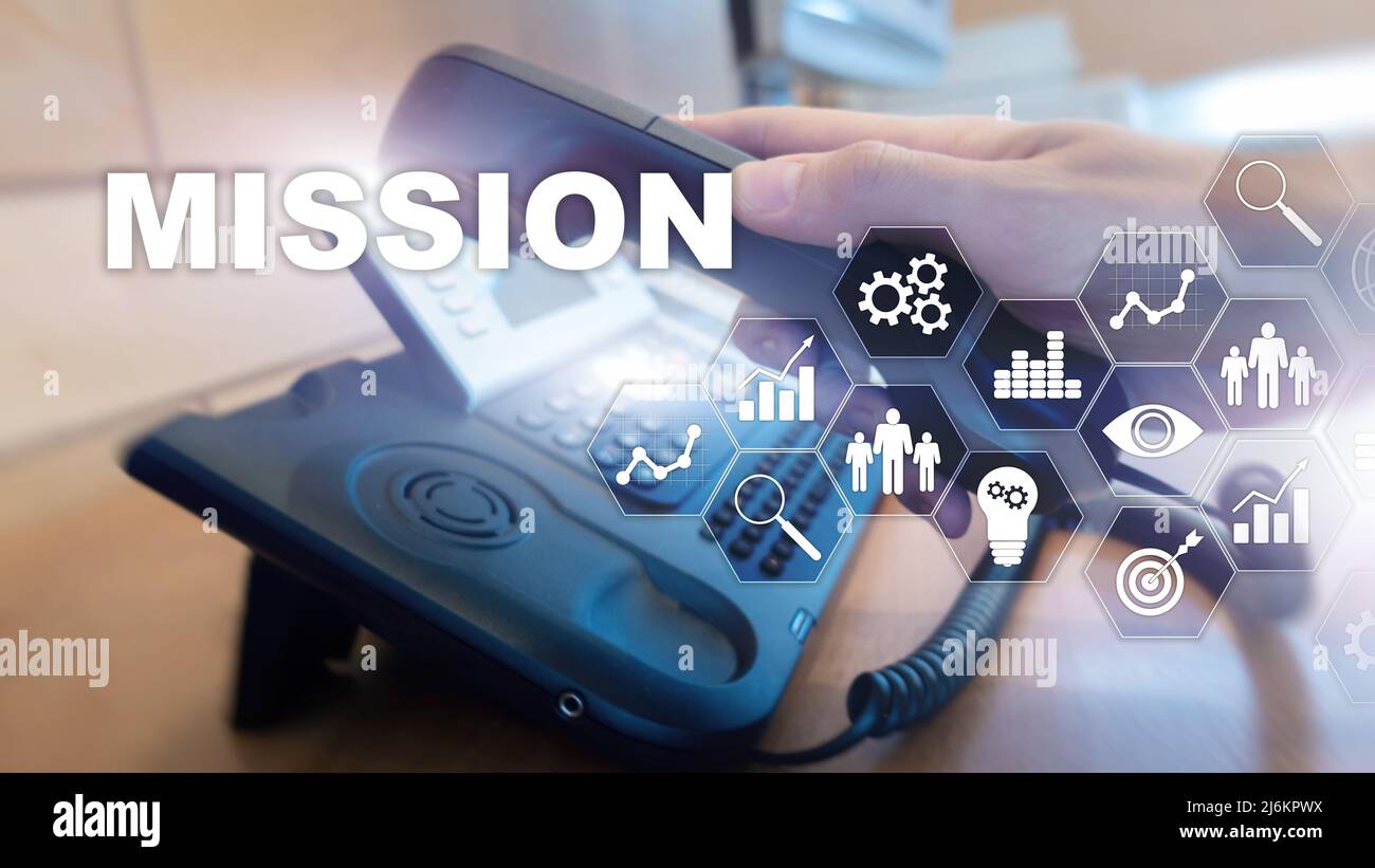 Mission business concept. Finacial success chart concept on virtual ...