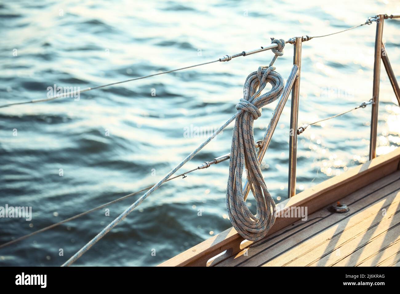 Sailing ropes of modern yacht on sea Stock Photo - Alamy