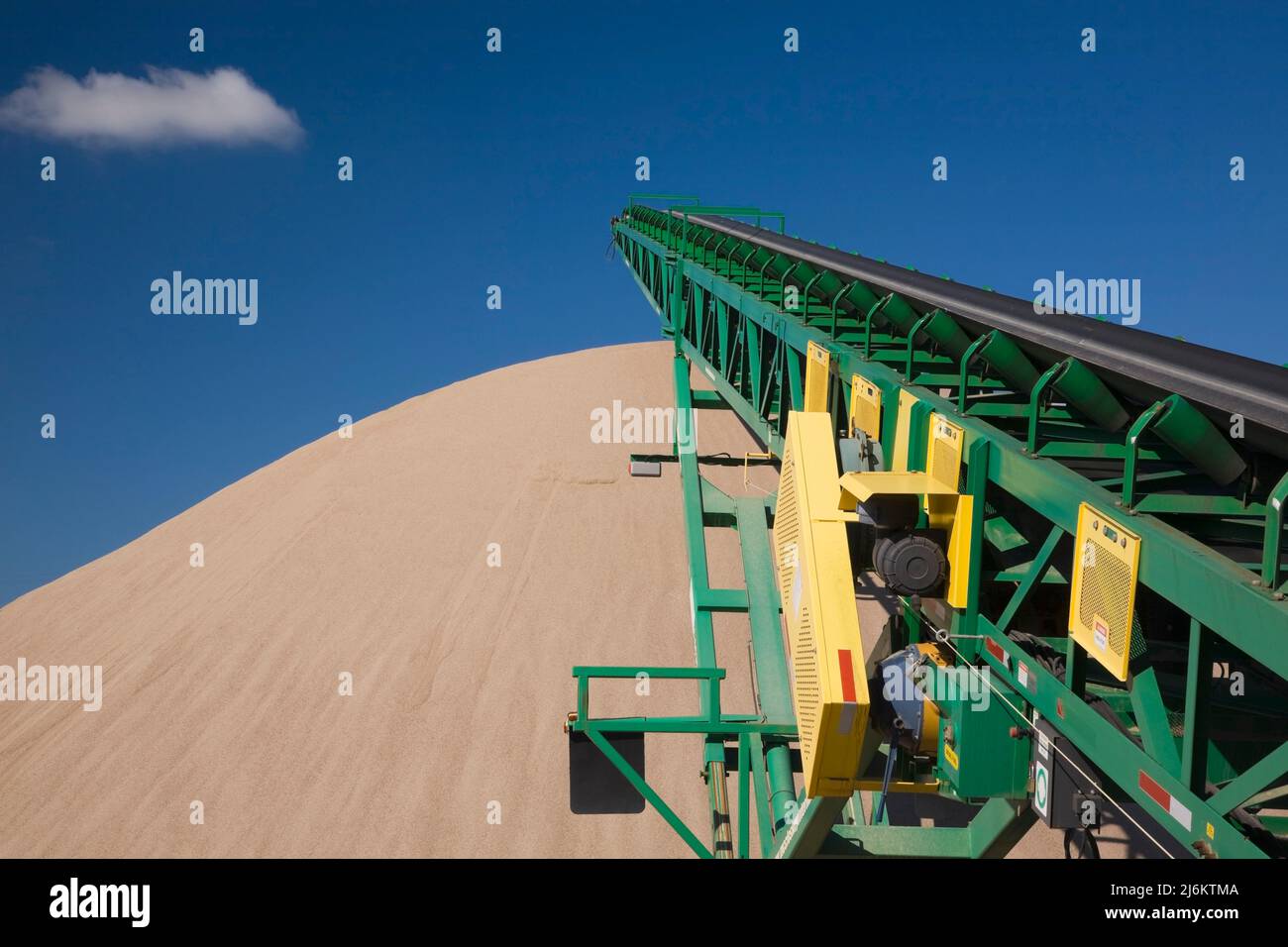 Stacking conveyor and mound of sand in a commercial sandpit Stock Photo ...
