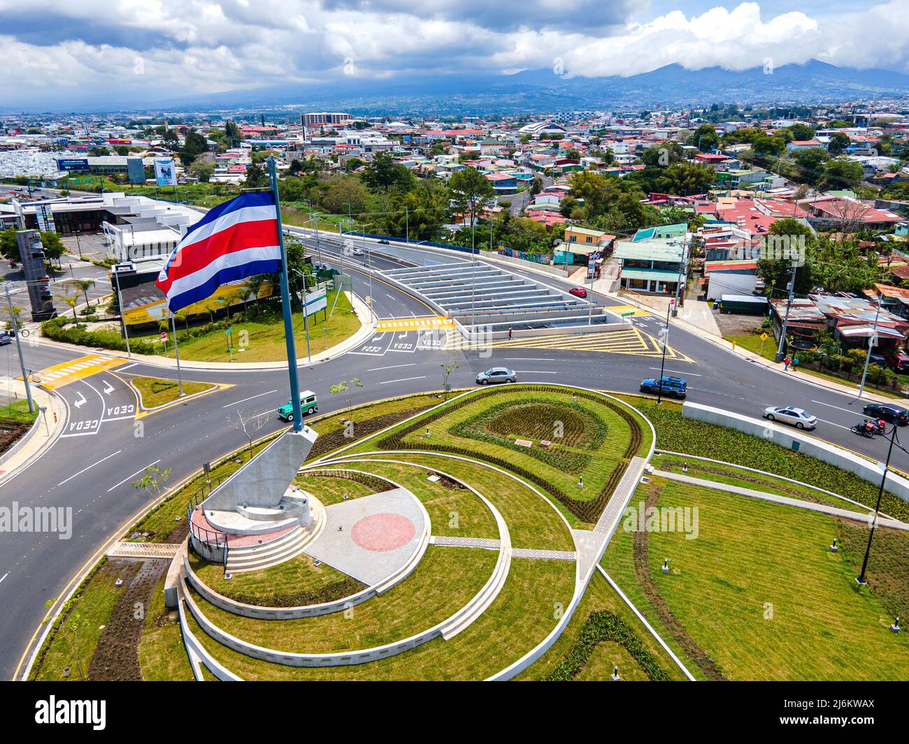 Beautiful cinematic aerial footage of the new Flag roundabout in Costa ...