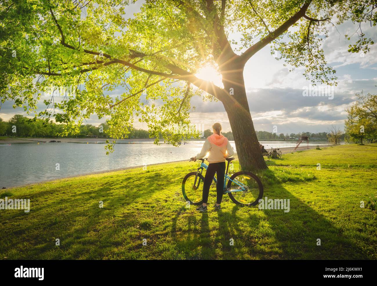 Woman cycle in summer hi-res stock photography and images - Alamy