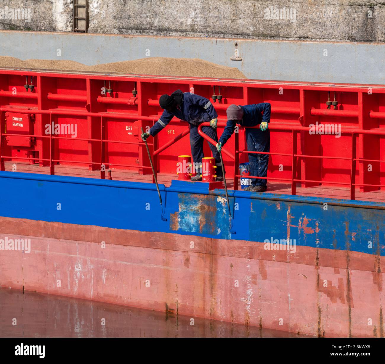 29 April 2022. Harbour, Buckie, Moray, Scotland. This is 2 crew ...