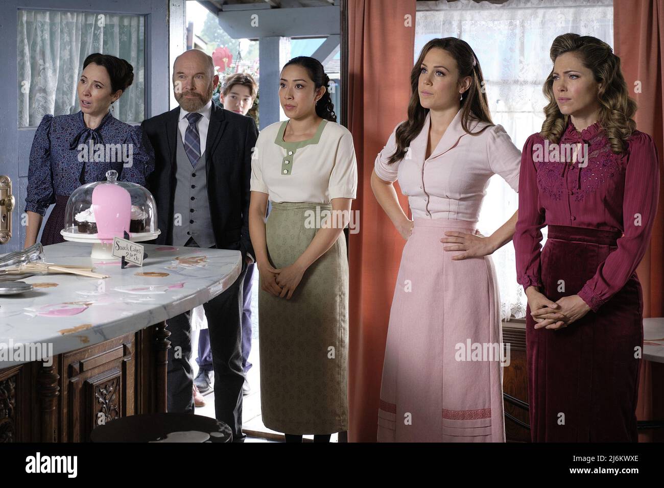 WHEN CALLS THE HEART, front, from left: Loretta Walsh, Hrothgar Mathews ...