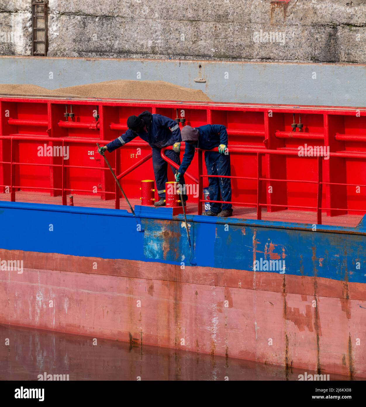 29 April 2022. Harbour, Buckie, Moray, Scotland. This is 2 crew ...