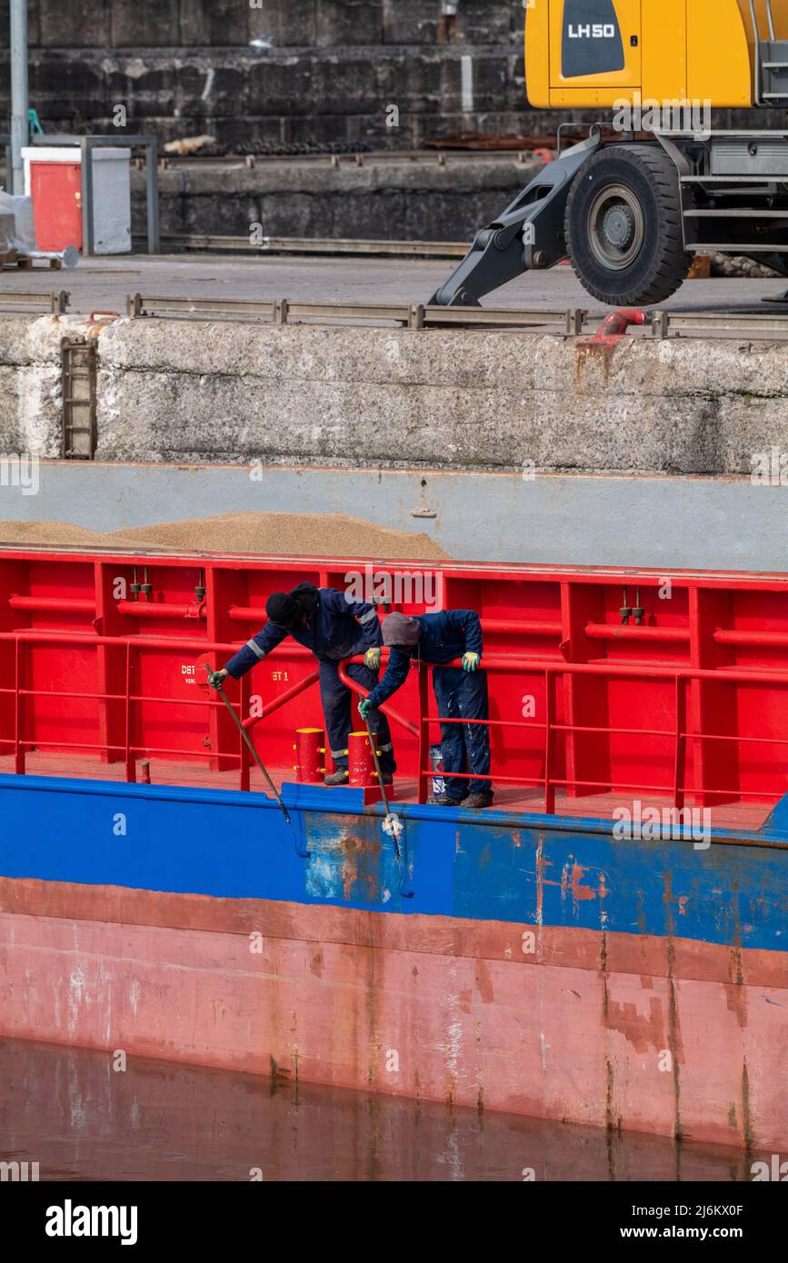 29 April 2022. Harbour, Buckie, Moray, Scotland. This is 2 crew ...