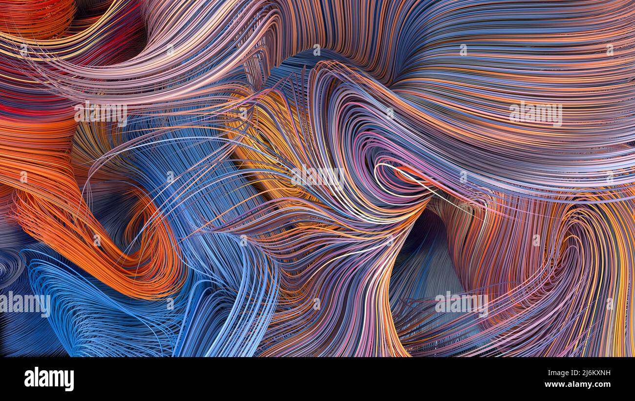 Beautiful abstract wires on a black background. Modern technological background. An element of ...