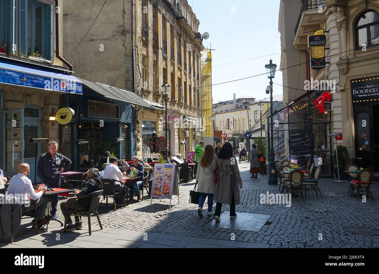 Bucharest, Romania - March 24, 2022: Smardan, an old-style street with ...
