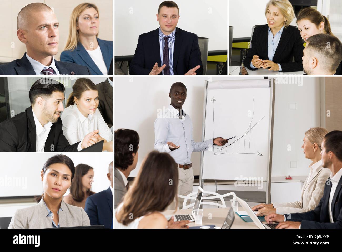 Screen of video call between diverse people managers Stock Photo - Alamy
