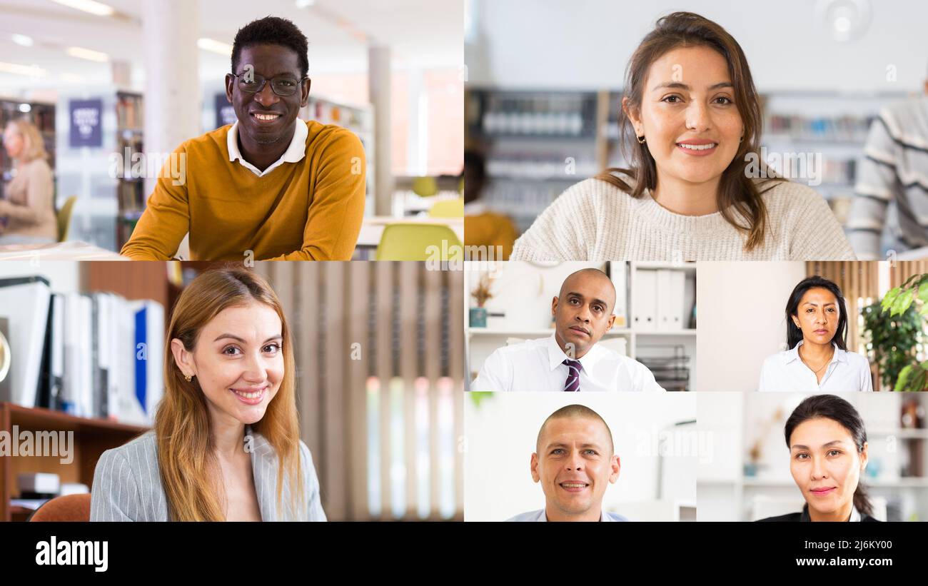 Screen of online meeting of business people Stock Photo - Alamy
